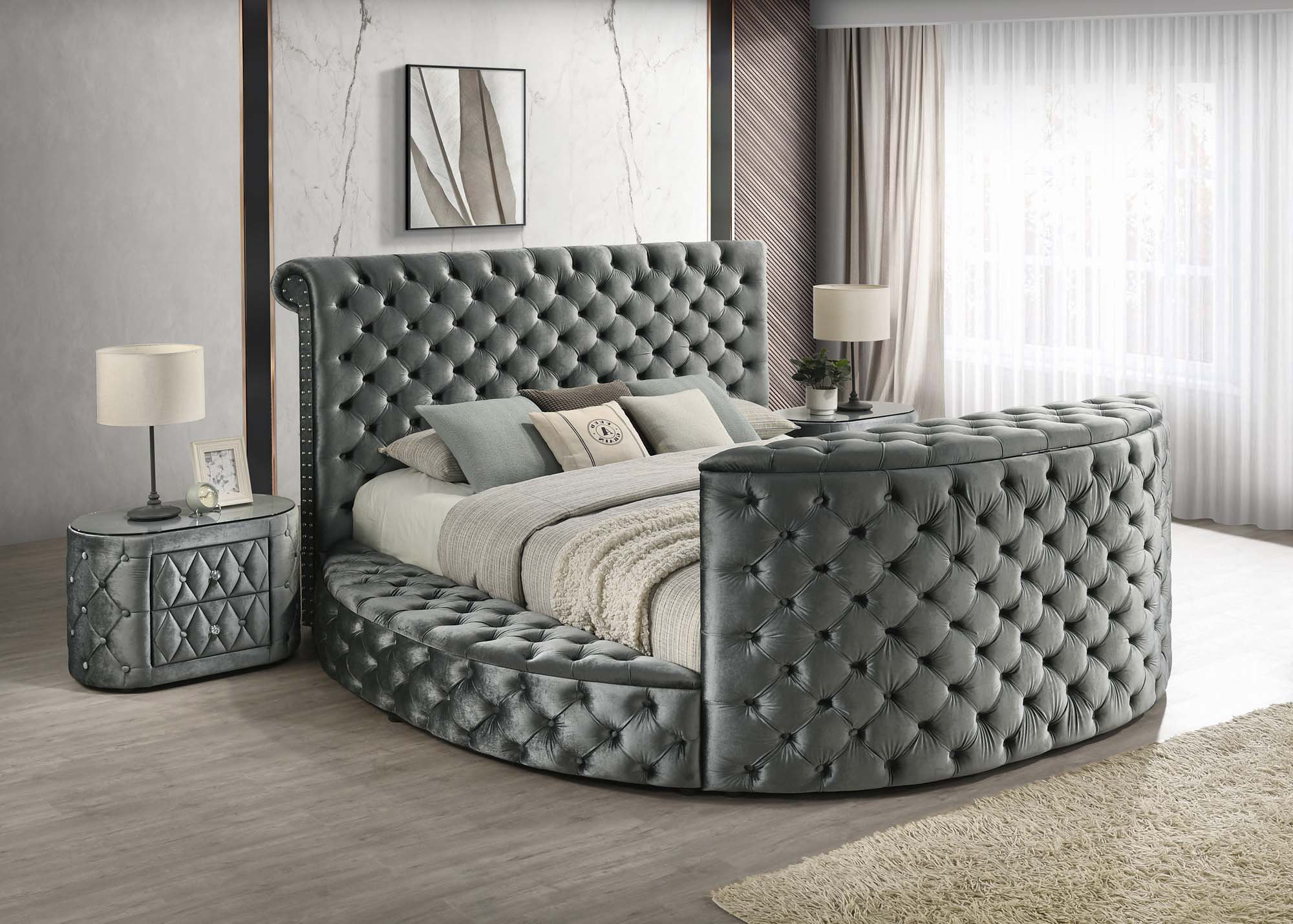 Rosdorf Park 1Pc Bed Velvet Footboard With Integrated Television Lift ...