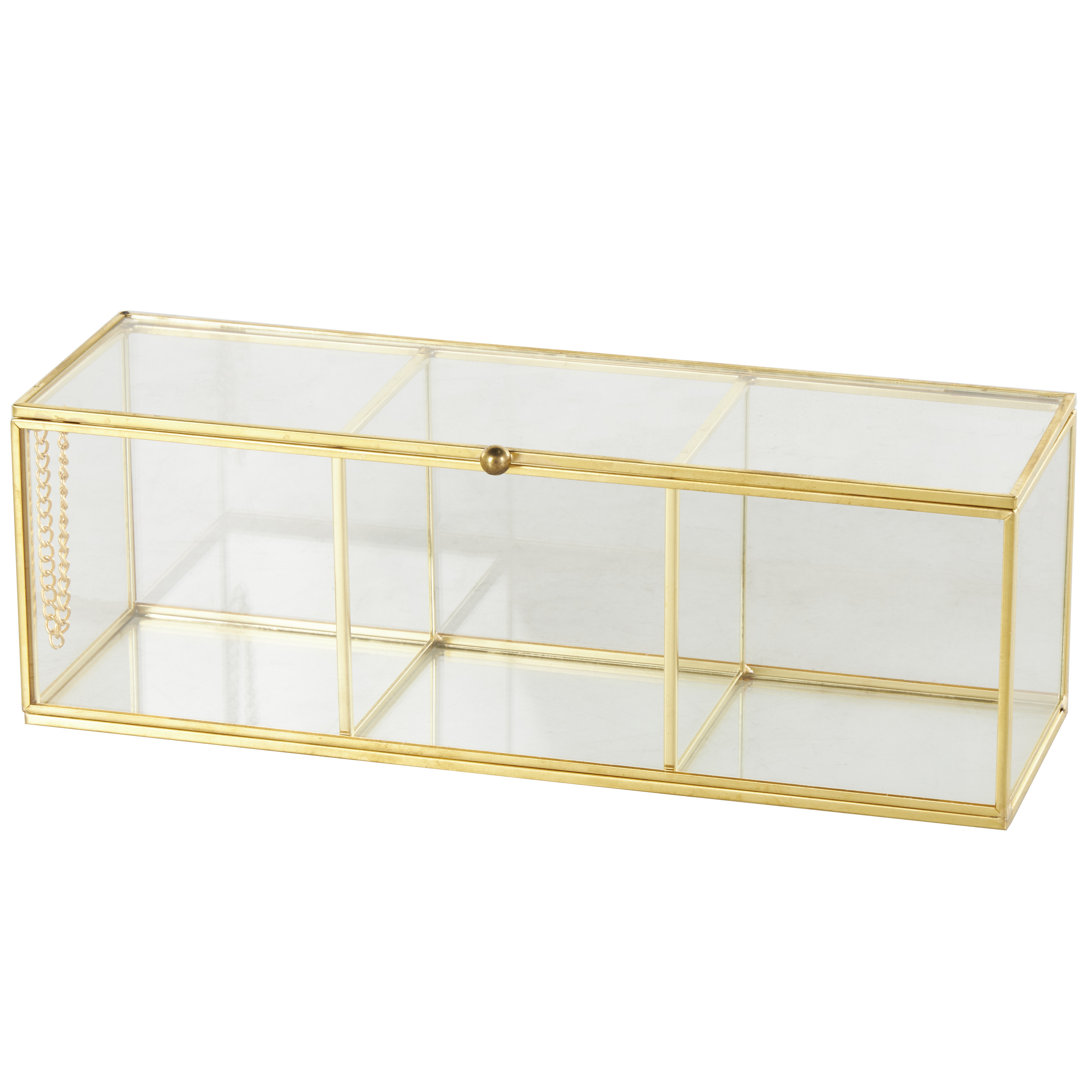 Mercer41 Glass Slim Rectangular 3 Slot Decorative Clear Jewelry Box ...