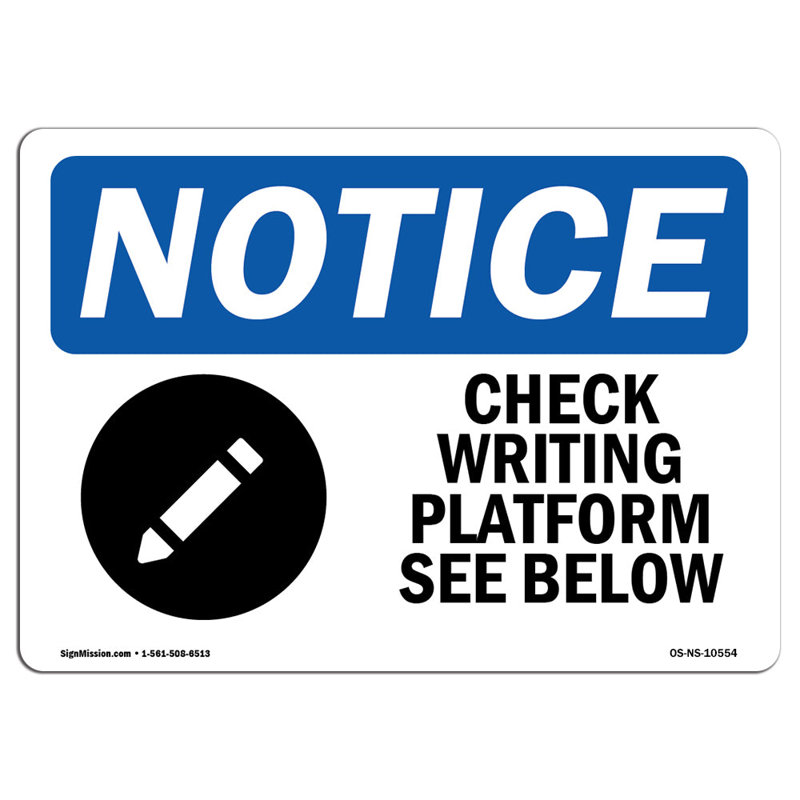 SignMission Check Writing Platform See Below Sign | Wayfair