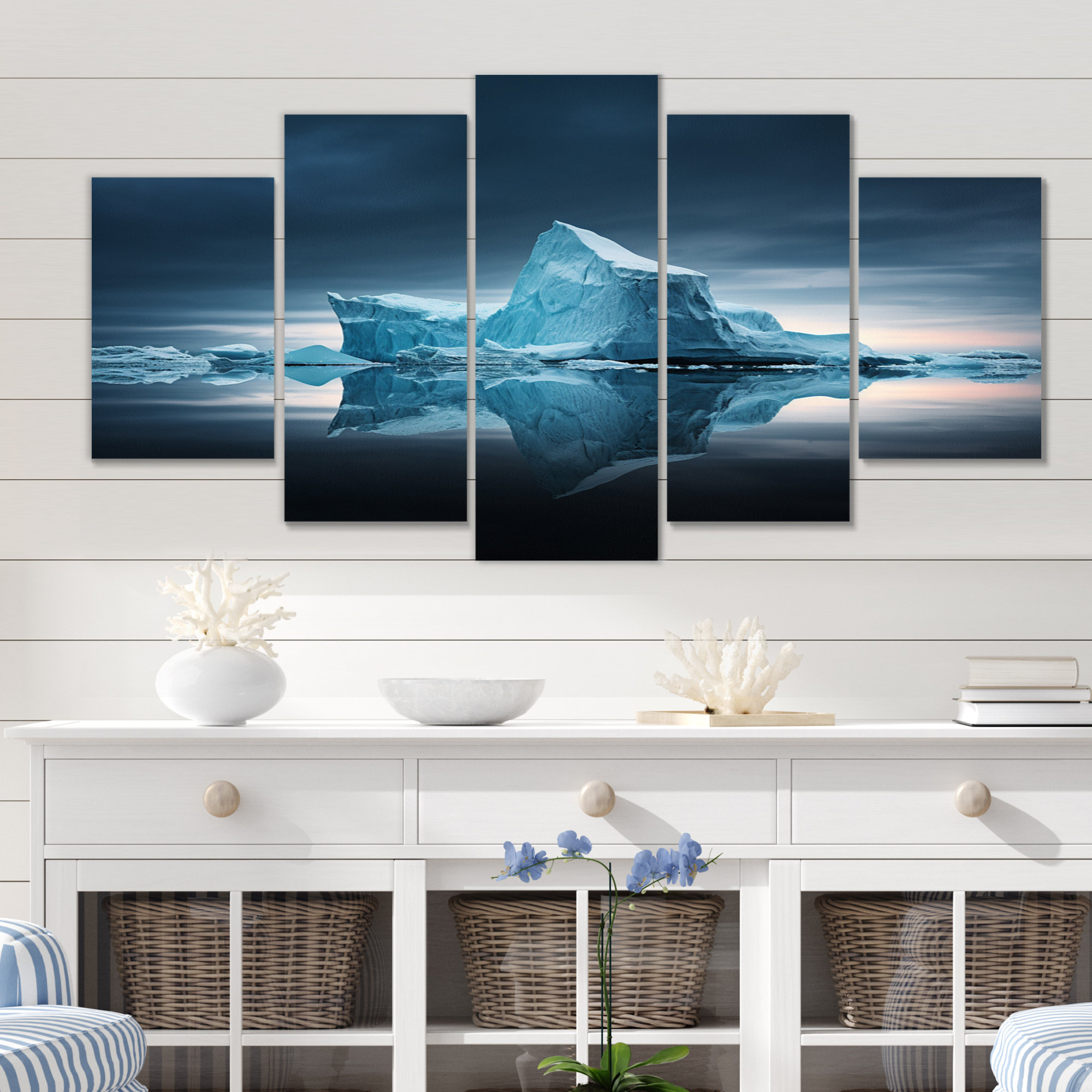 Beachcrest Home™ Blue Black Iceberg Crystal Reflections - Landscapes ...