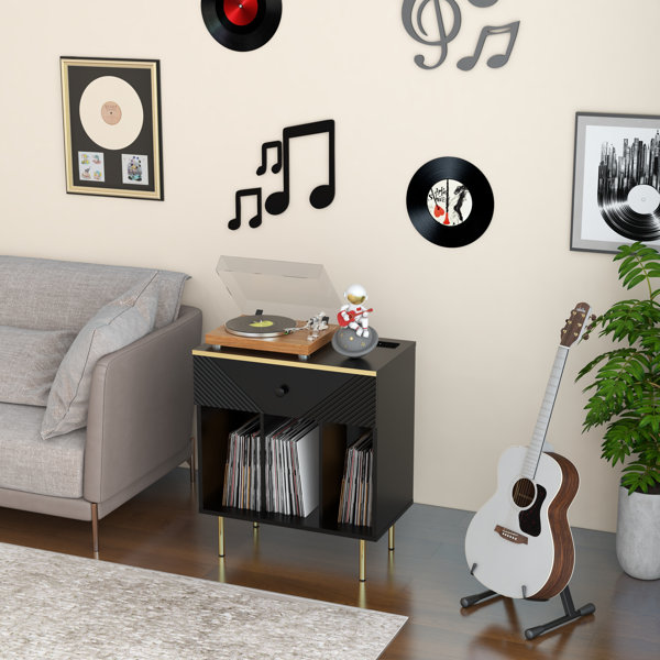 Mercer41 24 "W Record Player Stand, One Drawer Record Desk Cabinet ...