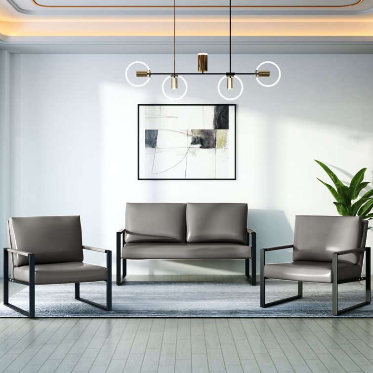 Corrigan Studio® Carlean 3 piece Faux Leather Configurable Living Room ...