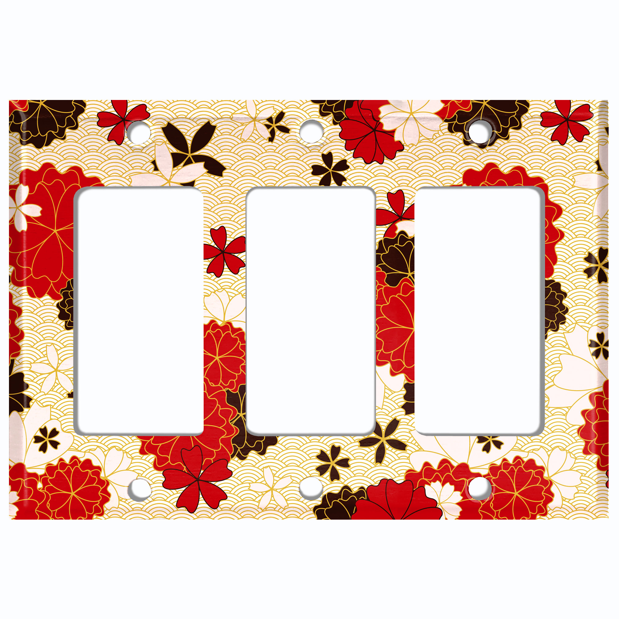 WorldAcc Metal Light Switch Plate Outlet Cover (Japanese Pattern Flower ...