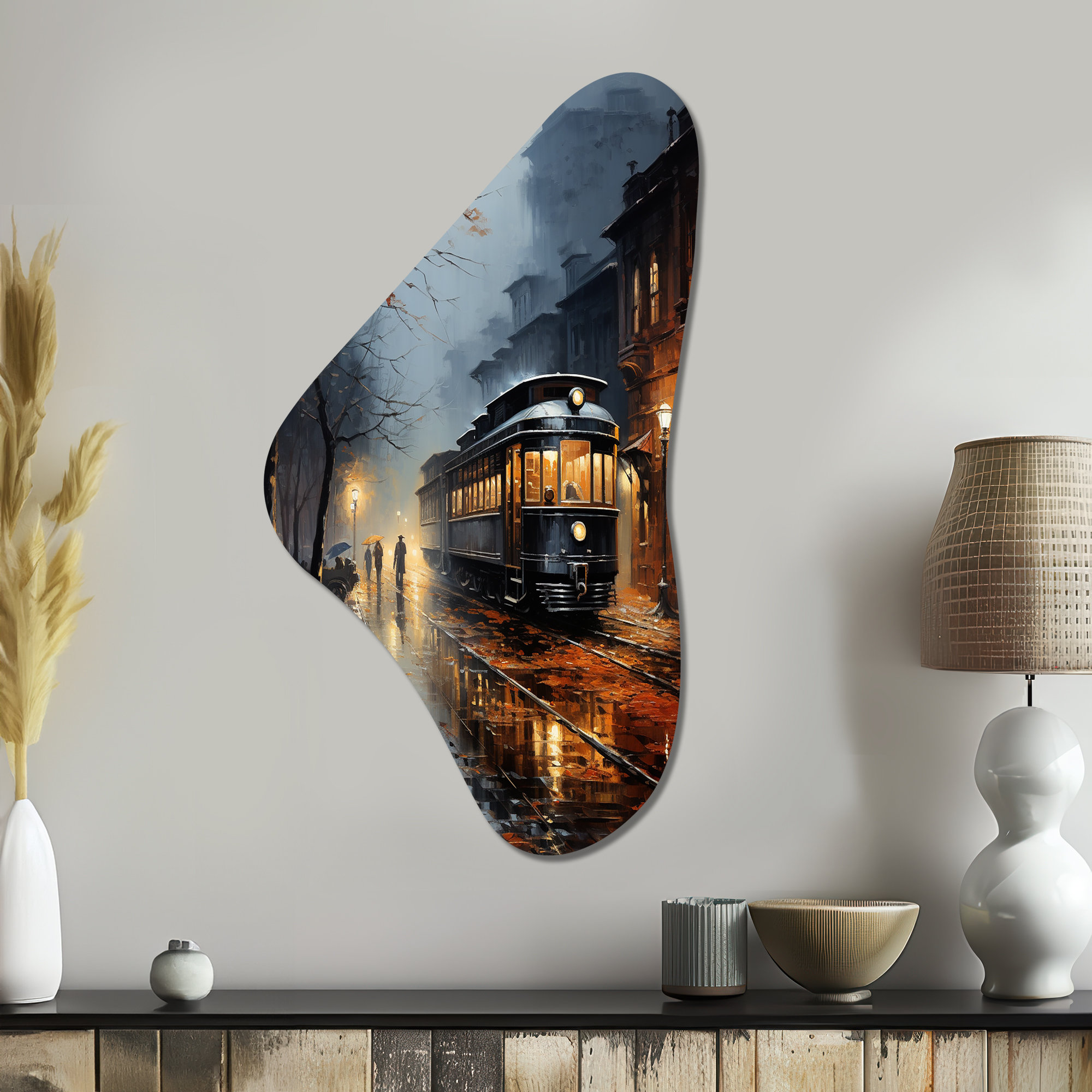 Design Art Train Misty Morning Pointillism I - Train Unique Shape Metal ...