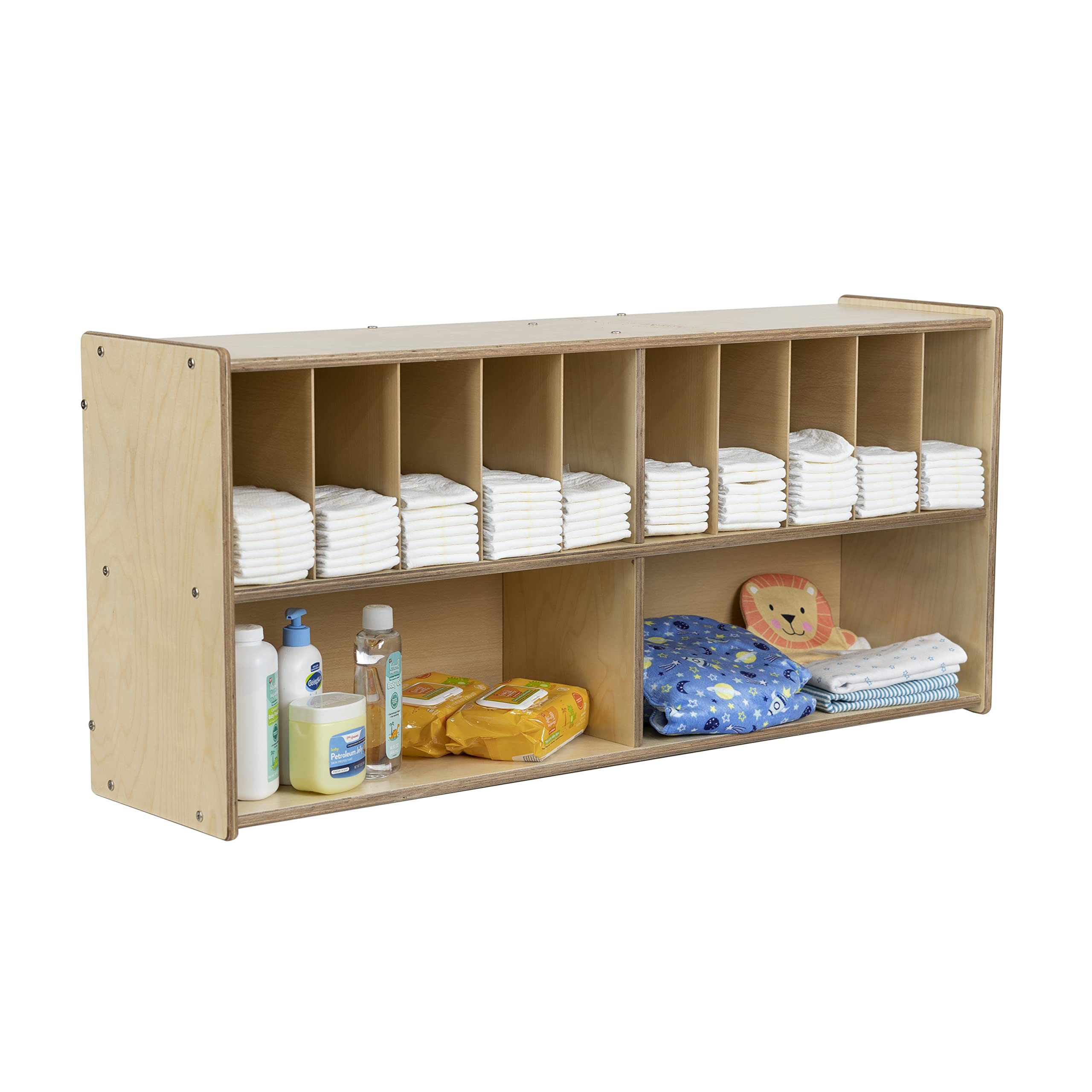 RRI Goods 10 Slots Cubby Diaper Storage Organizer, Birch Plywood ...