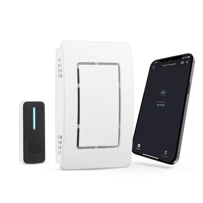 Symple Stuff Heath Zenith White/Black Plastic Wired Smart Doorbell Kit ...