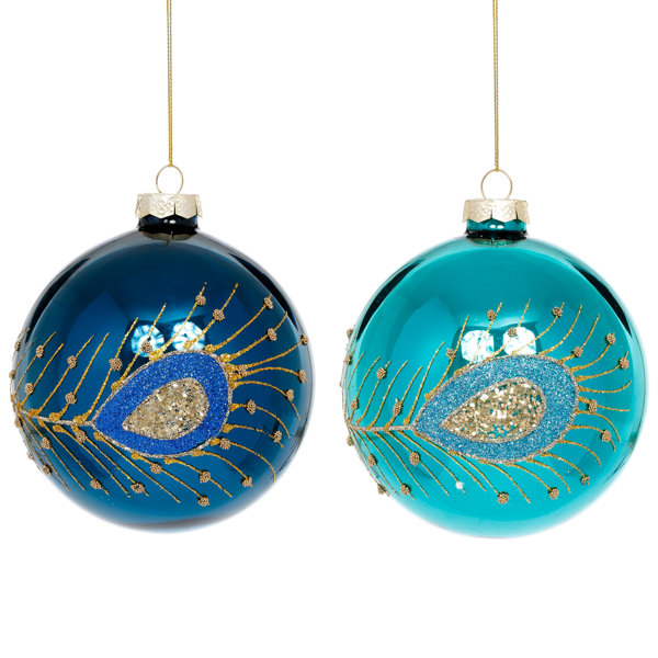 Mark Roberts Peacock Ball Ornament - 4 Inches Set Of 6 | Perigold