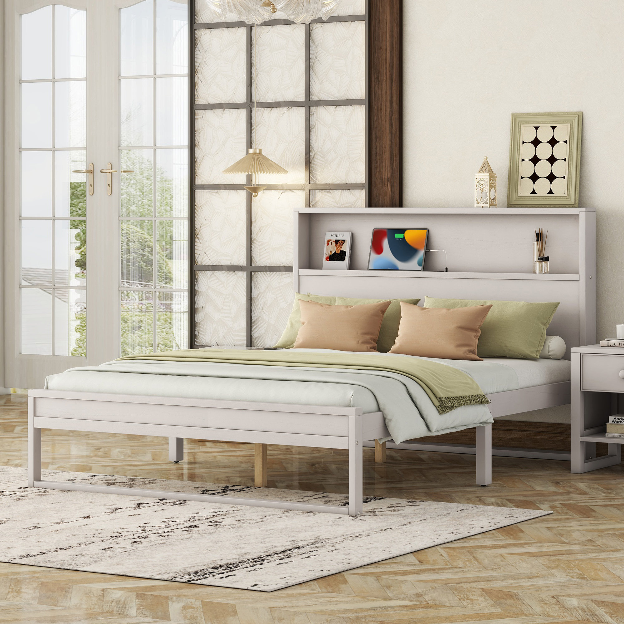 Winston Porter Massiah Wood Platform Bed with Storage Headboard | Wayfair