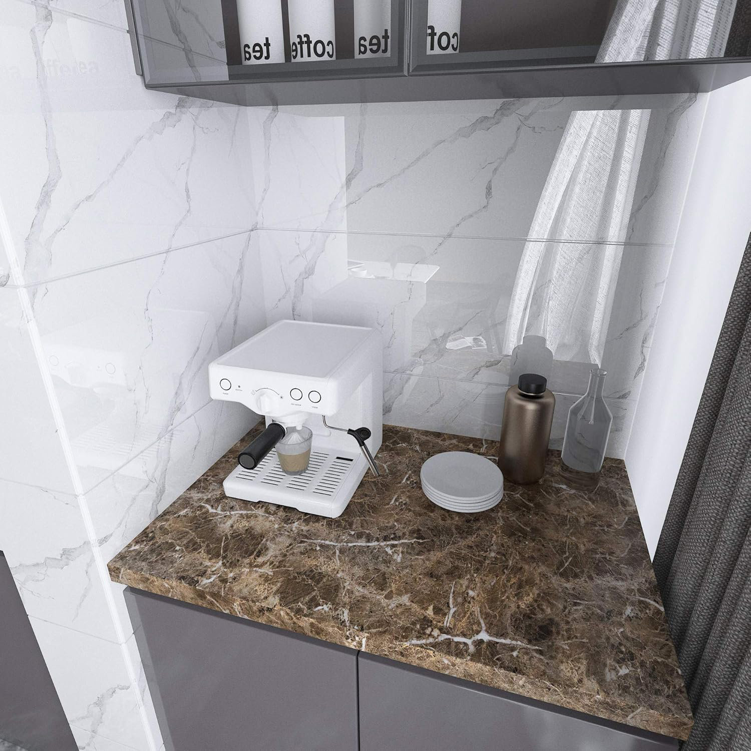 Ivy Bronx Peel And Stick Marble Contact Paper For Countertops ...