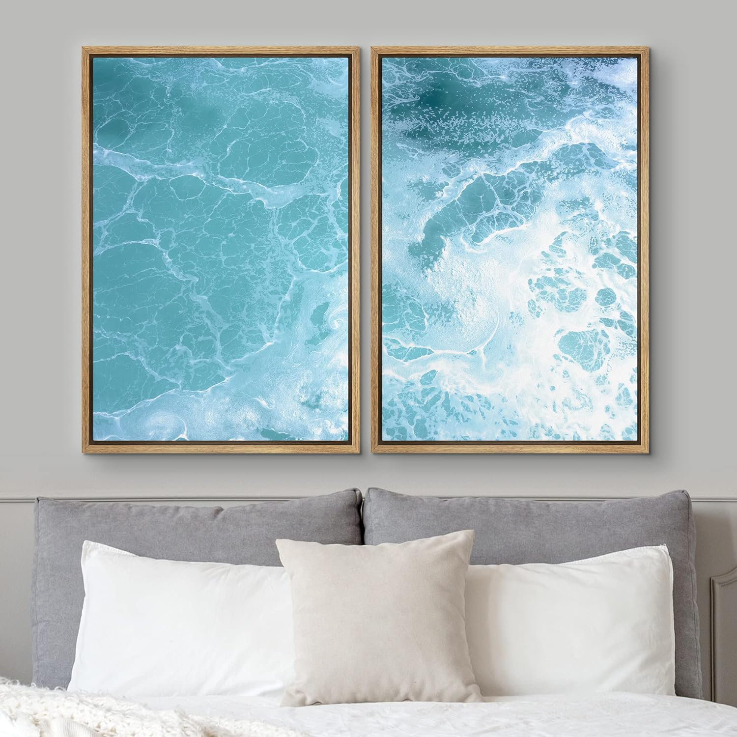 wall26 Blue & Teal Ocean Wave Foam Display Coastal Seascape Modern ...
