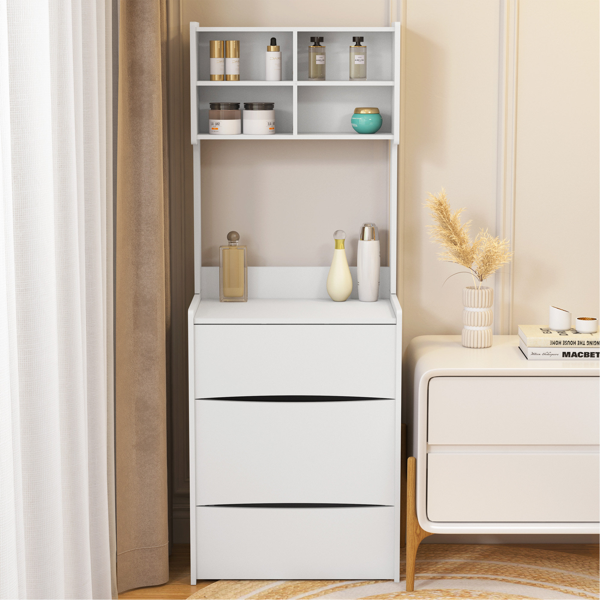 Latitude Run® Stylish Dressing Table With LED, Ample Storage, And ...