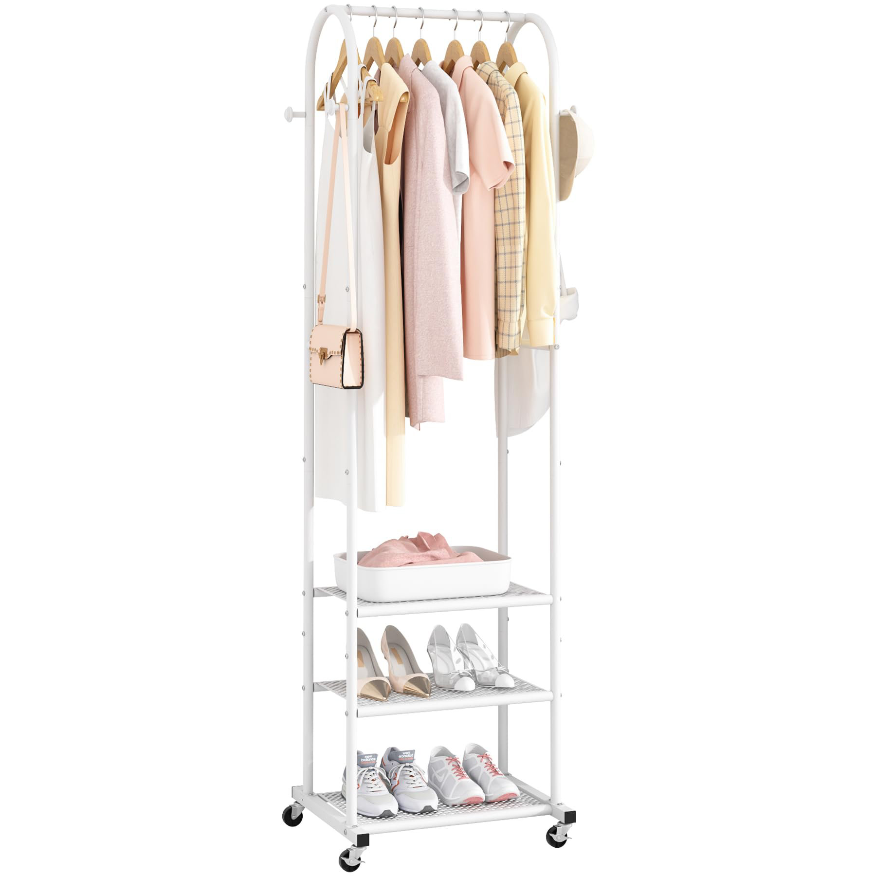 Latitude Run® Hanging Rod For Small Space,Heavy Duty Clothing Rack With ...