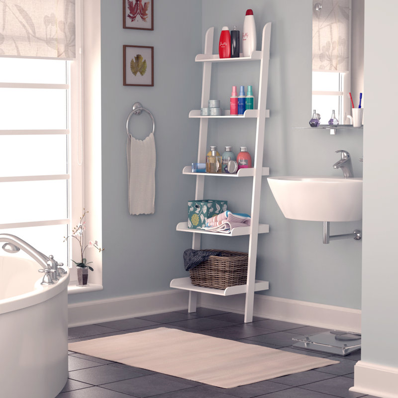 Ballucci Lado 5-Tier 67" H x 18" W Wood Leaning Ladder Bookcase ...