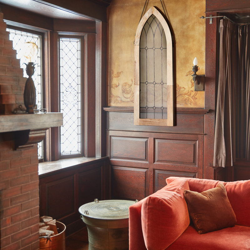 Ophelia & Co. 36"H Victorian Cathedral-Style Clear Textured Glass ...