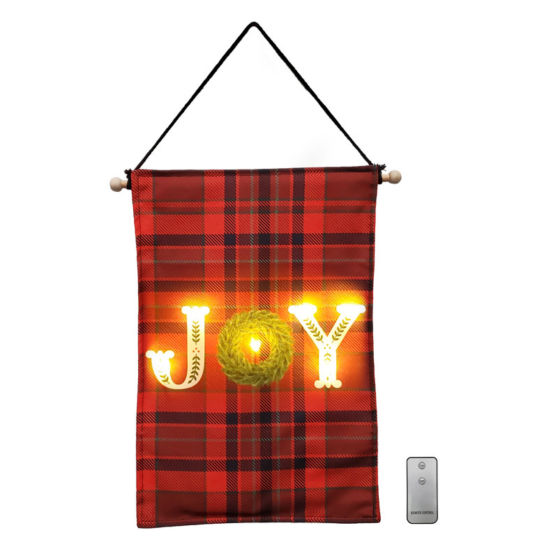 The Holiday Aisle® Hanlin JOY Battery-Operated Lighted Wall Banner ...