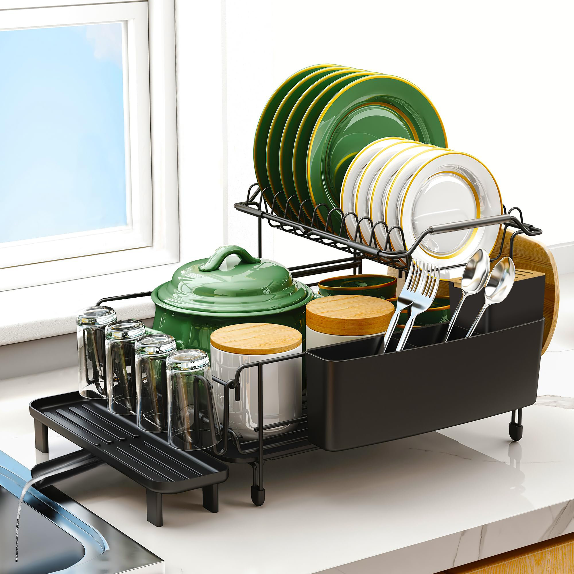 MASTER CRAFT WINDOW AND DOOR Large Dish Drying Rack With Drainboard Set ...