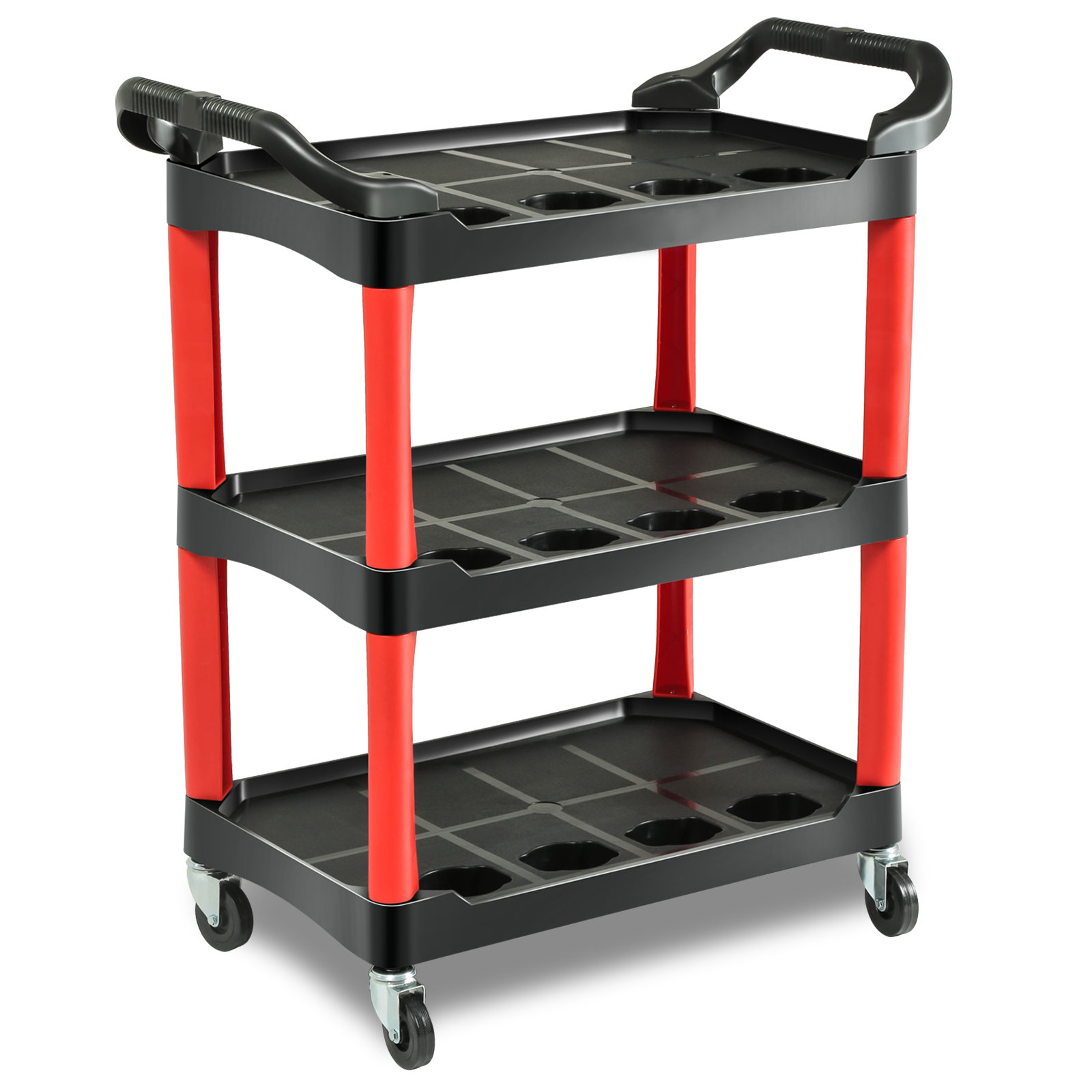 WFX Utility™ 3-Tier Rolling Detailing Cart With 12 Bottle Holders Heavy ...