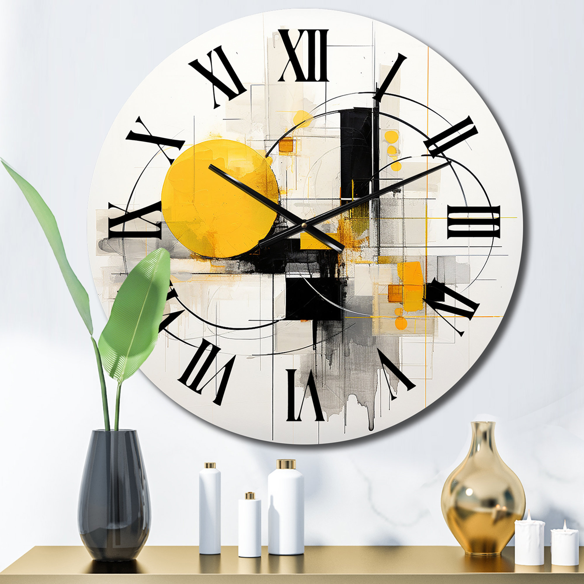 East Urban Home Grey Yellow Minimalism Purity of Form III - Abstract ...