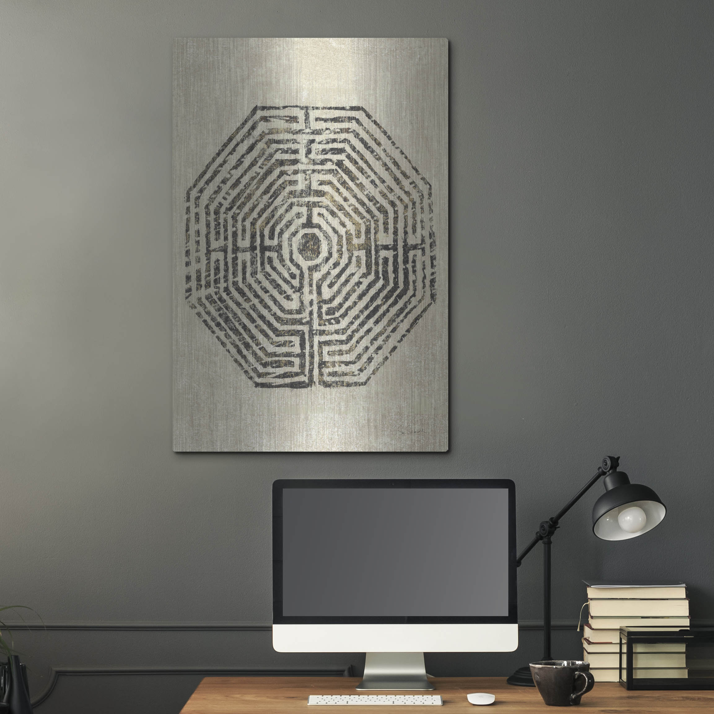 17 Stories 'Labyrinth Vertical' by Sue Schlabach Metal Wall Art, 24" x ...