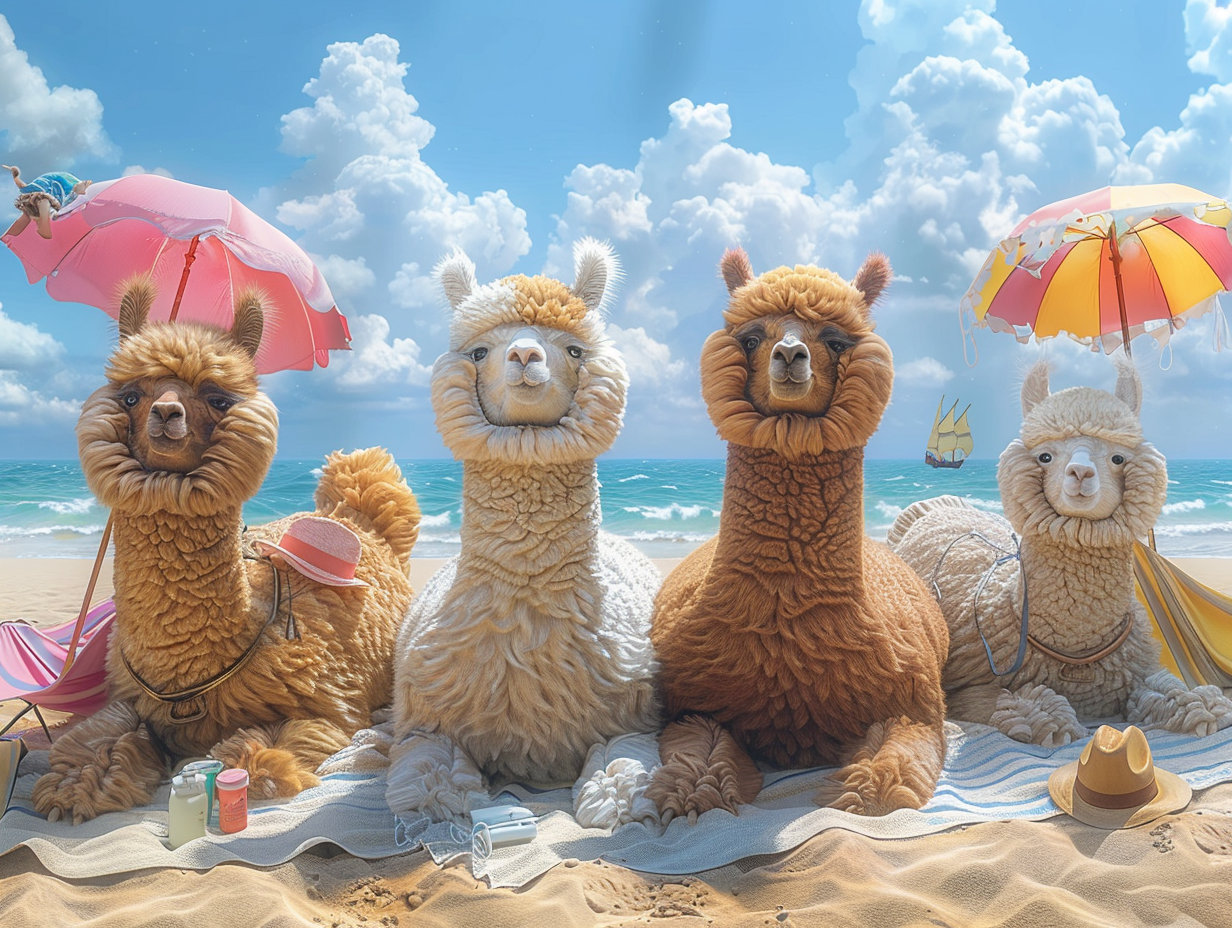 East Urban Home Beach Alpacas Wall Tapestry - Artwork Wall Decor_12946 ...
