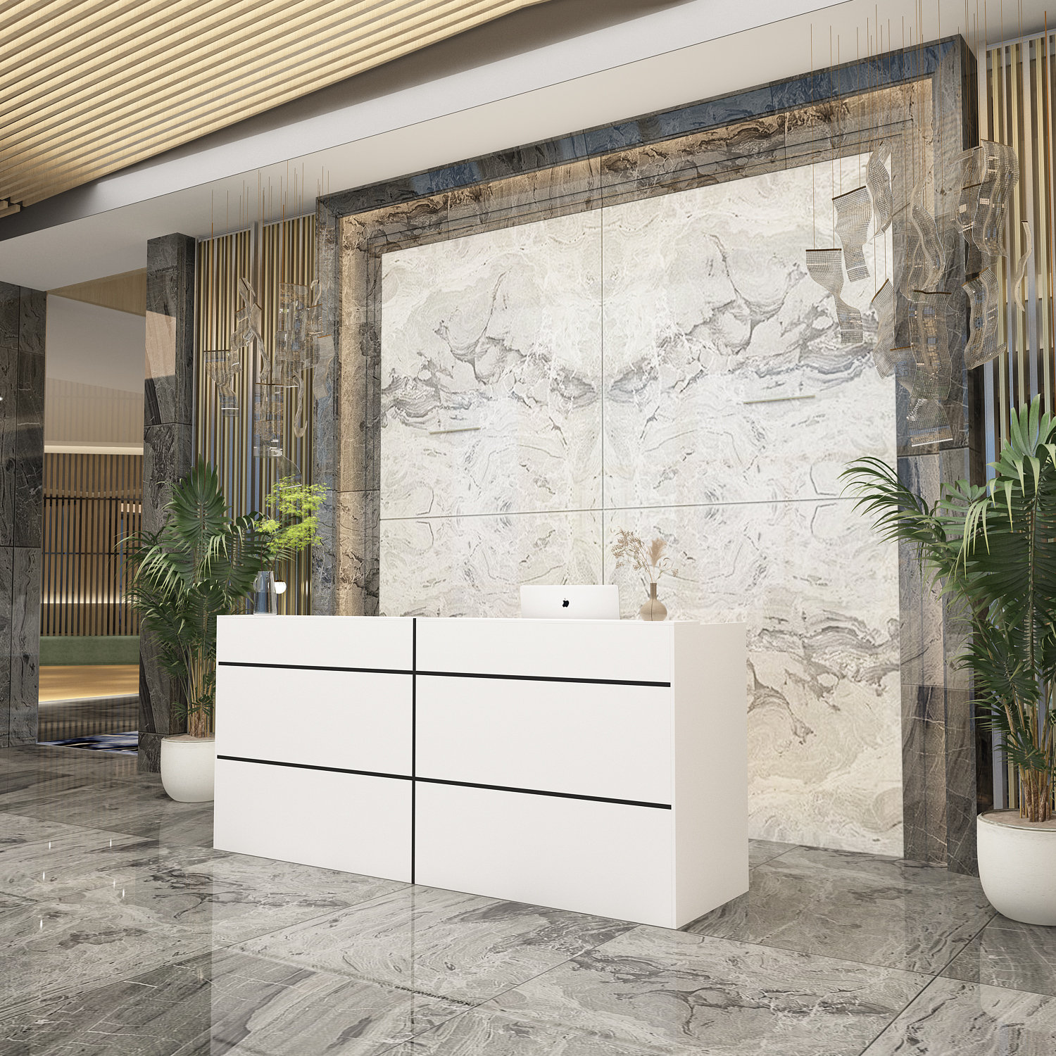 Wade Logan® Benniefield Rectangle Reception Desk & Reviews | Wayfair