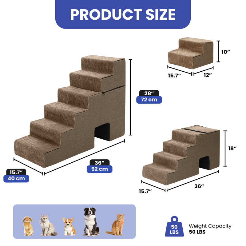 Tucker Murphy Pet™ Durable 6-Step Pet Stairs for Small Dogs & Cats with ...