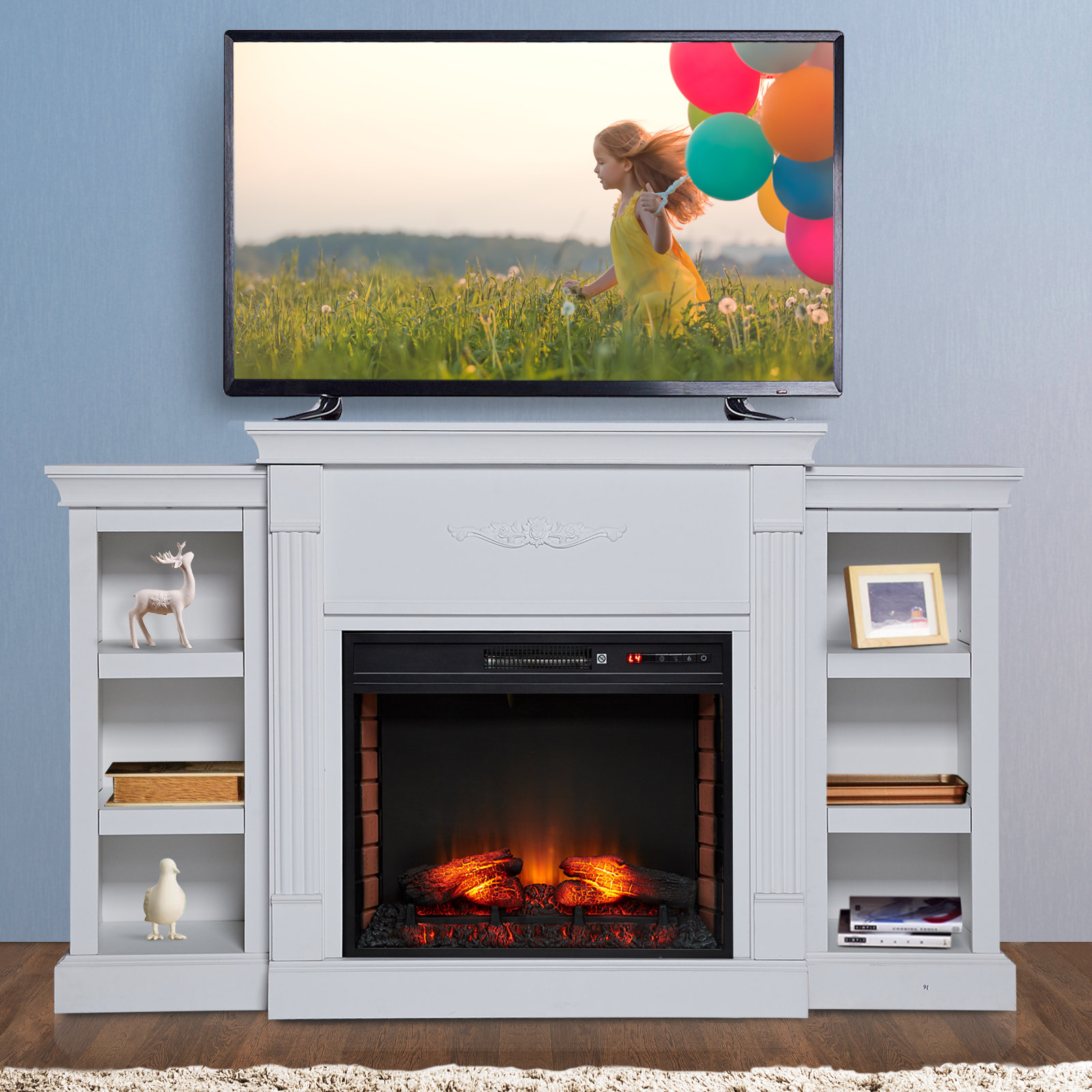Canora Grey Janay 1400W Artificial Flame Effect Electric Fireplace ...