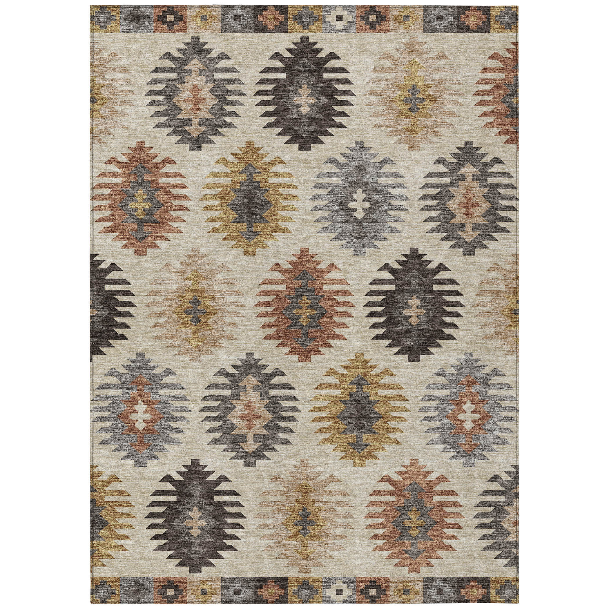 HomeRoots 3' X 5' Beige Copper Southwestern Washable Indoor Outdoor ...
