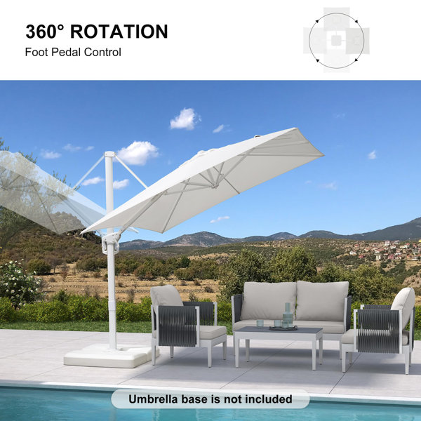 Arlmont & Co. Pole 96'' Square Offset Cantilever Umbrella with 360 ...