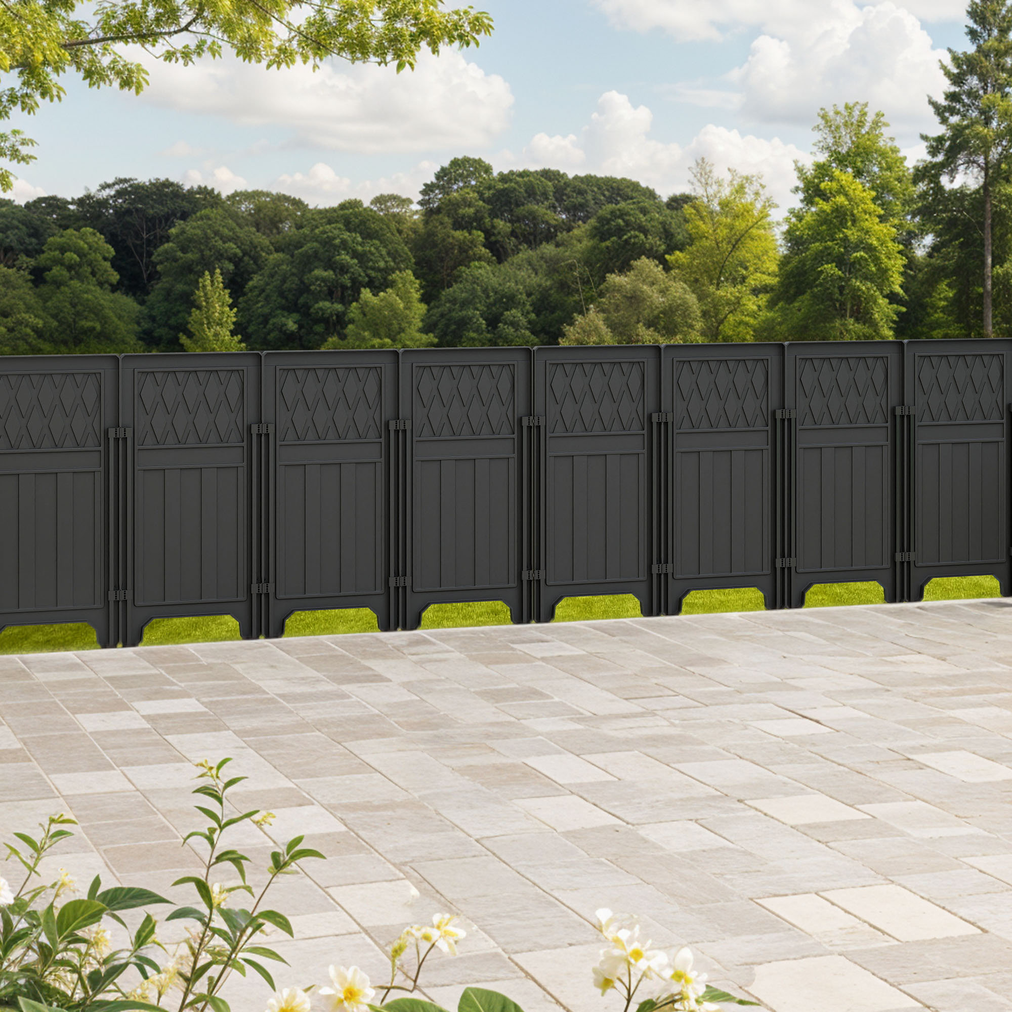 Balconera 4 Panels Air Conditioner Fence Panel with Metal Stakes ...