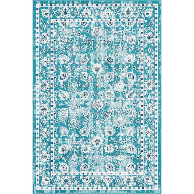 Bungalow Rose Dota Performance Teal Rug & Reviews | Wayfair