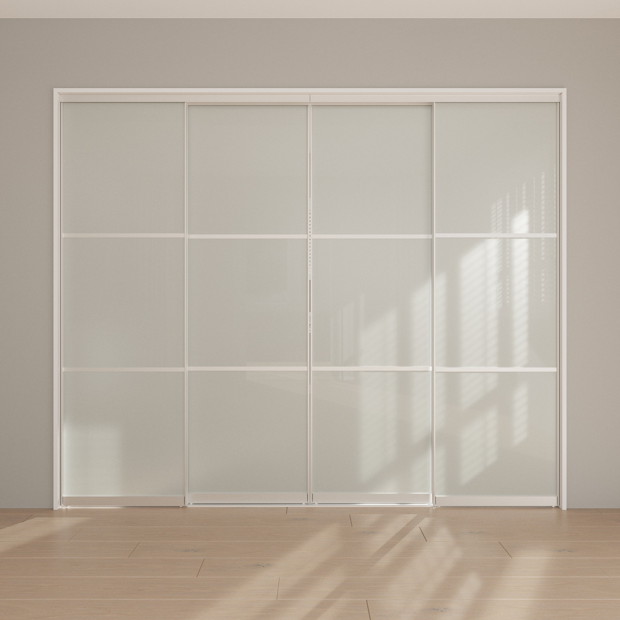 ARK DESIGN 80" 4-Panel Aluminium Frame Frosted Glass Closet Sliding ...