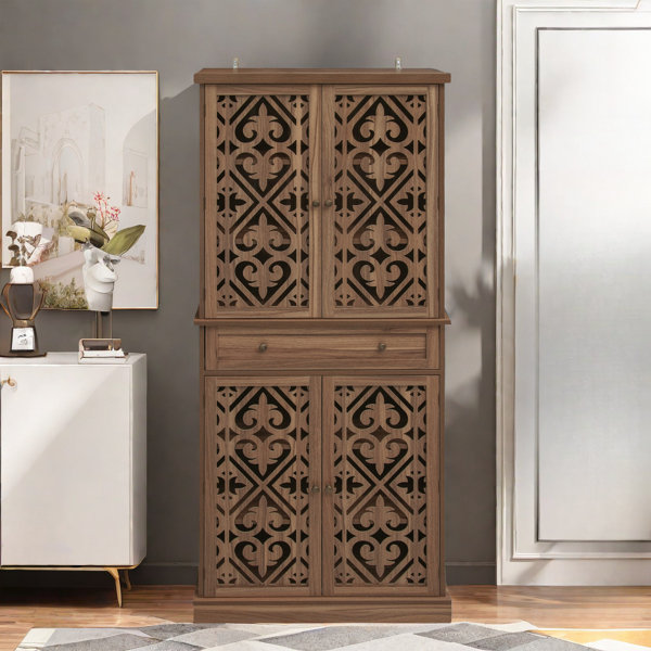 Alcott Hill® 4-door Kitchen Pantry With 1 Drawer, 4 Adjustable Shelves ...