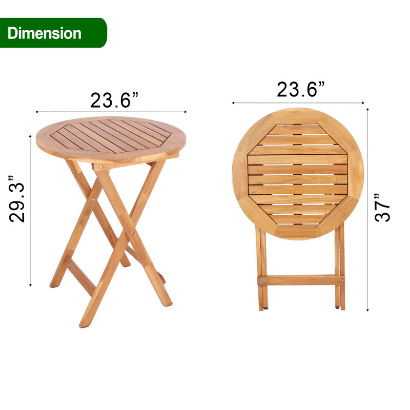 Gracie Oaks Solid Wood Patio Folding Table | Wayfair