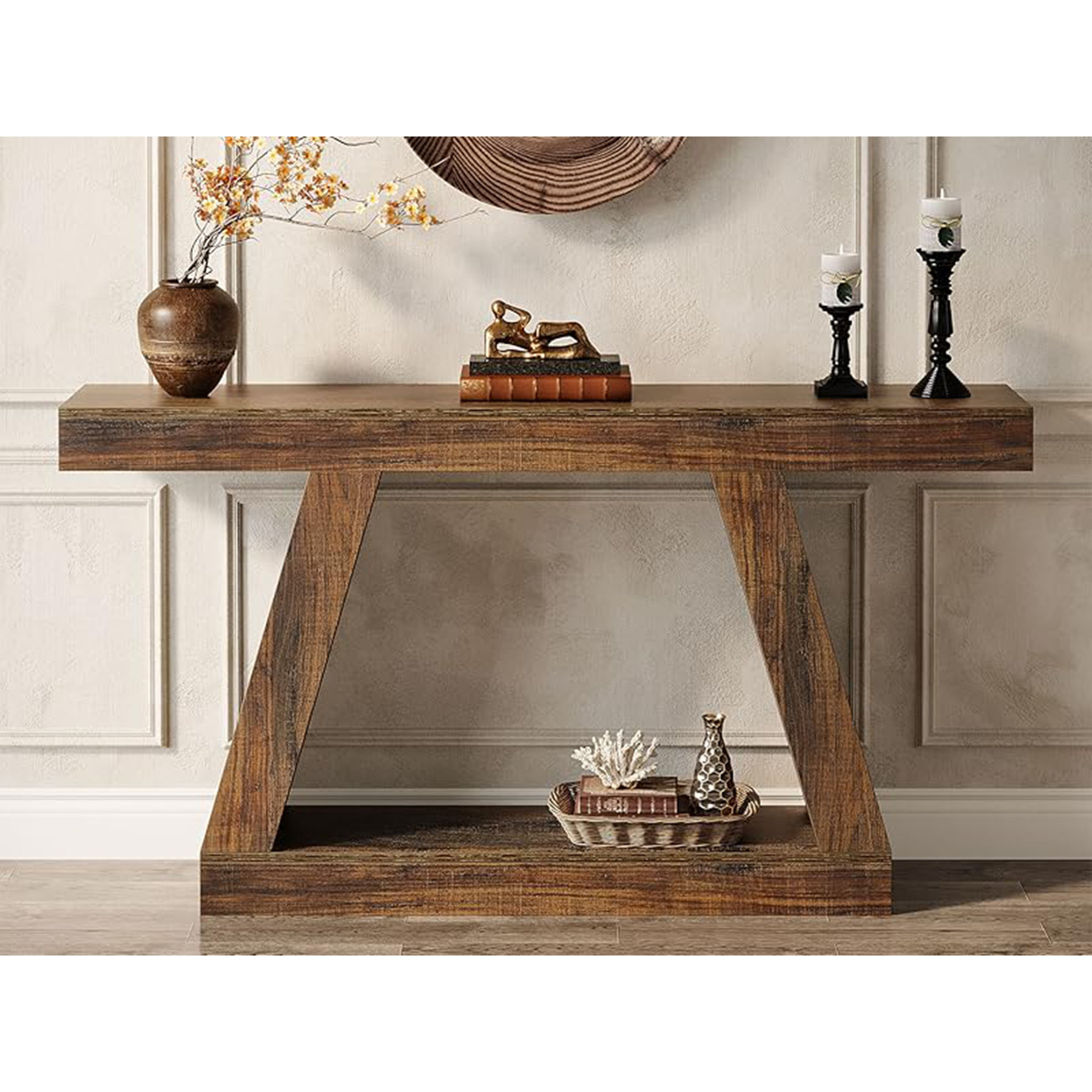 Union Rustic Farmhouse Console Table with Storage | Wayfair