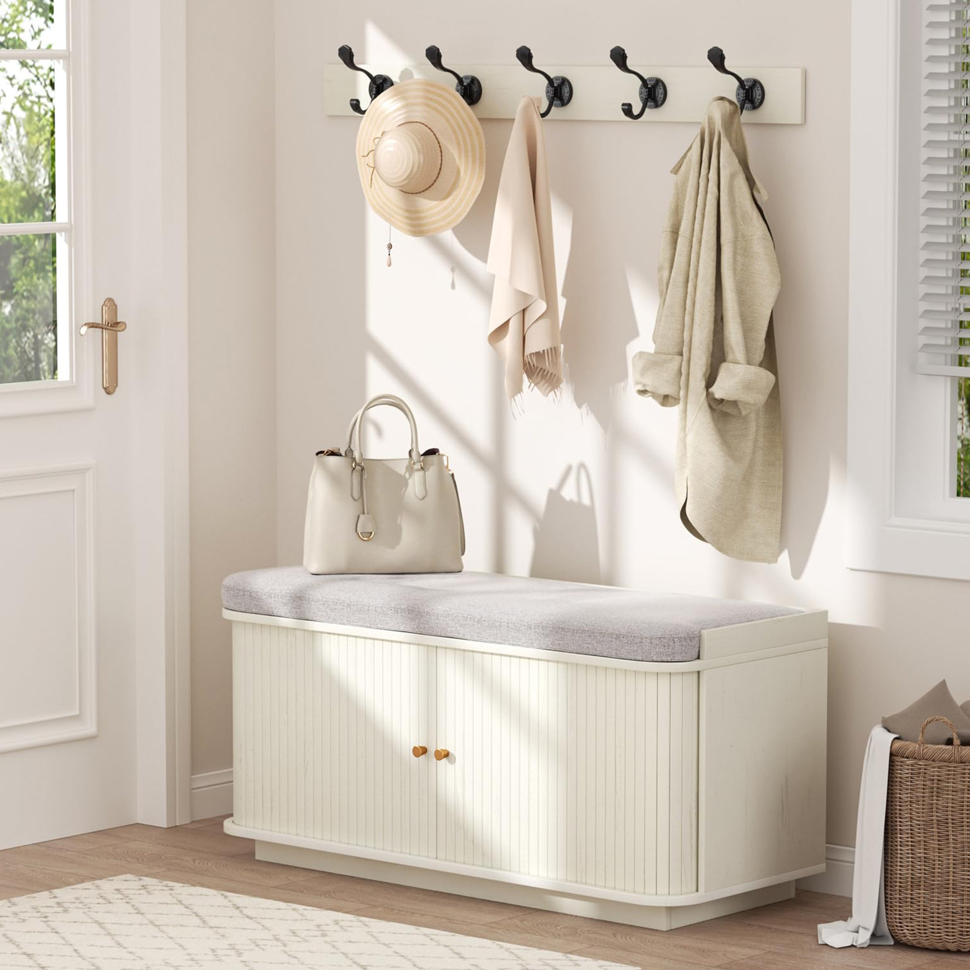 Hokku Designs 2 Tier Shoe Bench, Entryway Bench with Shoe Storage ...