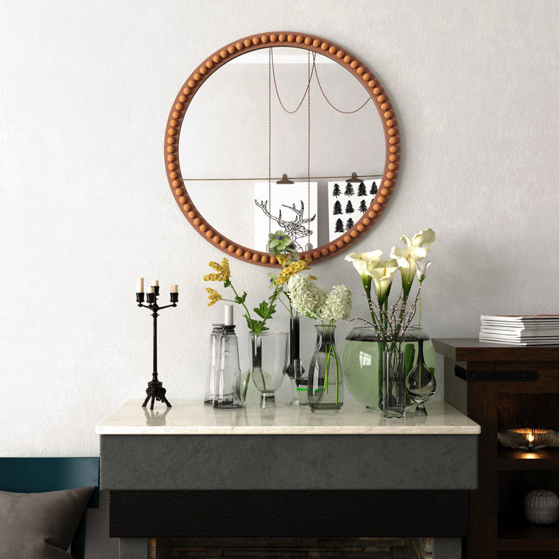 Bungalow Rose Joseba Round Wood Wall Mirror | Wayfair