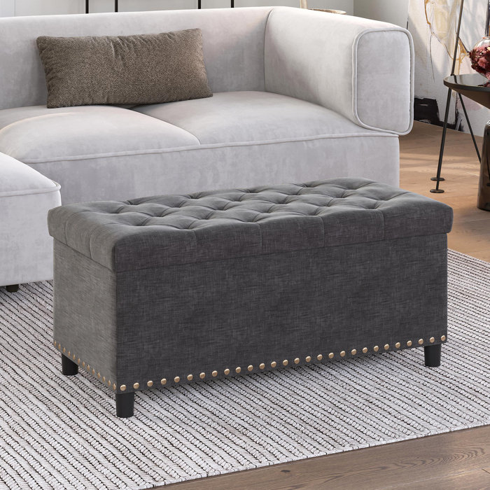 Lark Manor Almarin Upholstered Storage Ottoman & Reviews | Wayfair