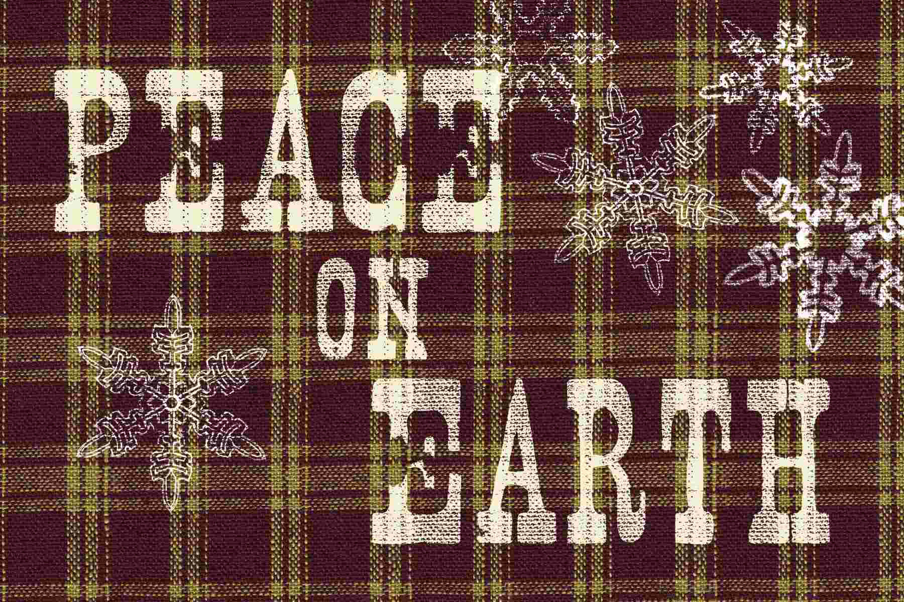 Trinx Peace on Earth Plaid - Wrapped Canvas Textual Art | Wayfair