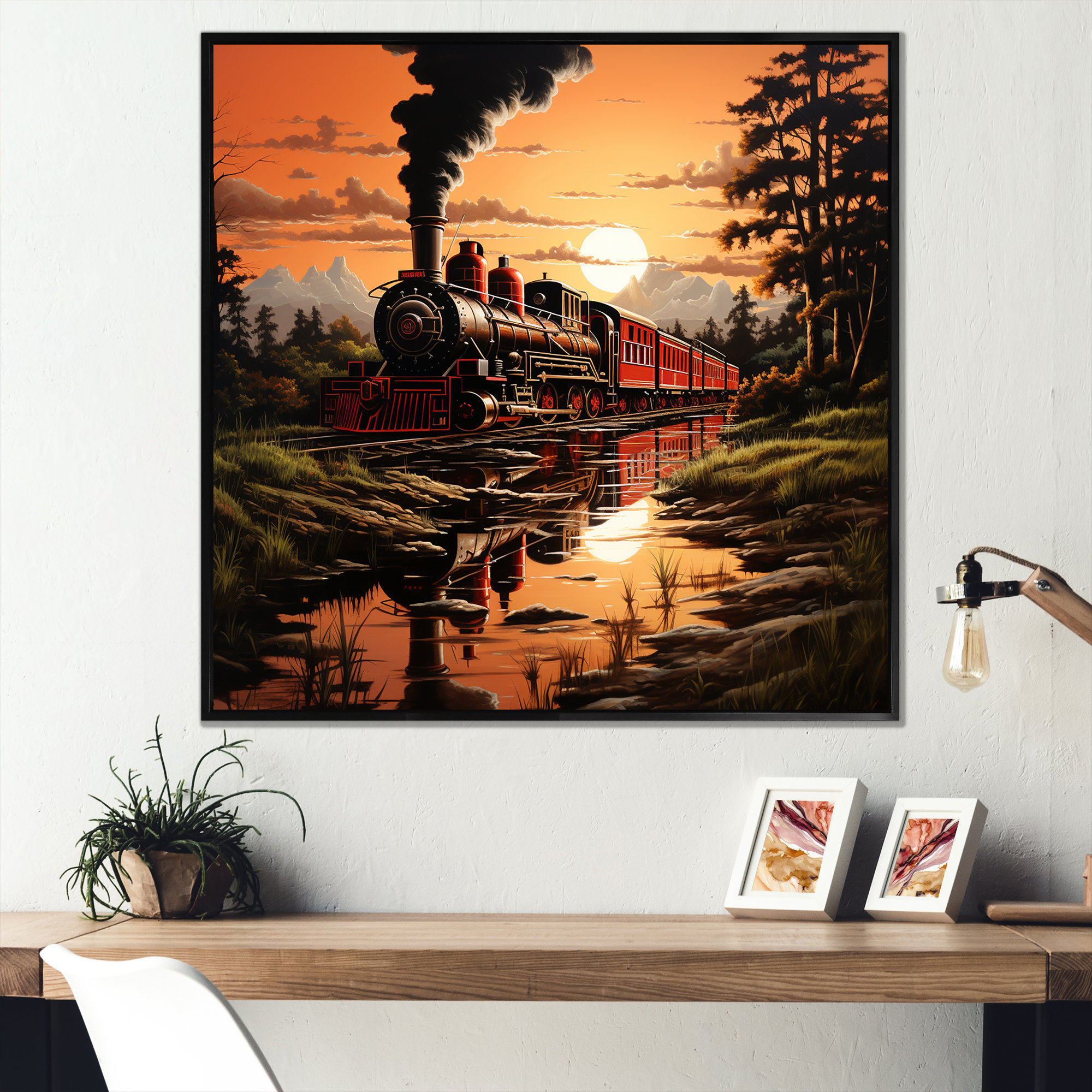 Williston Forge Sunset Train Voyage In Usa II - Train Wall Art | Wayfair