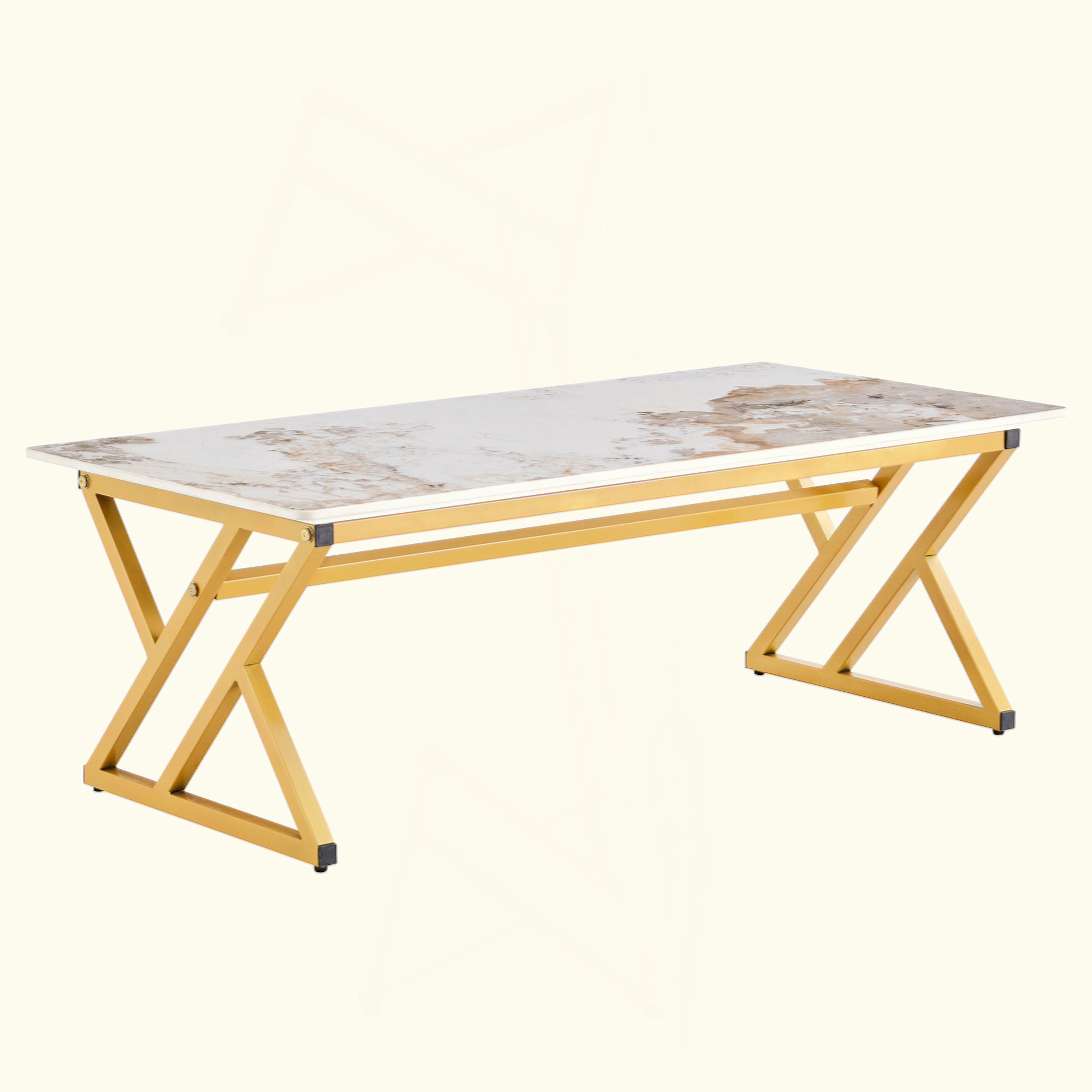 Ivy Bronx A Coffee Table Is Made Of Rock Slab, With A Natural And ...