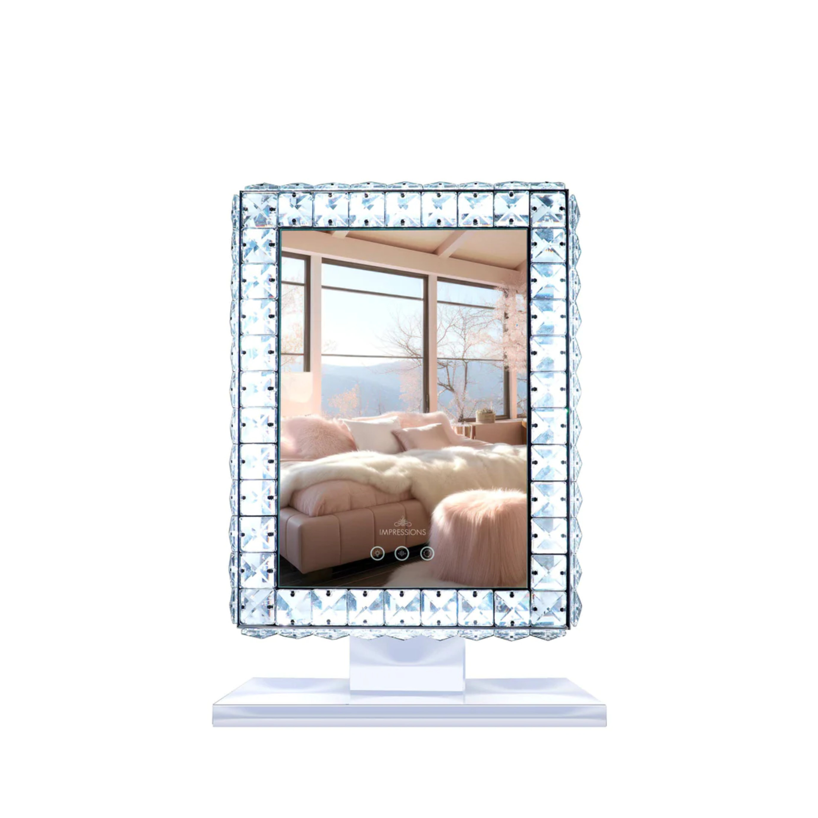 Mercer41 Bling Collection Mini RGB Vanity Mirror for Desk, App ...