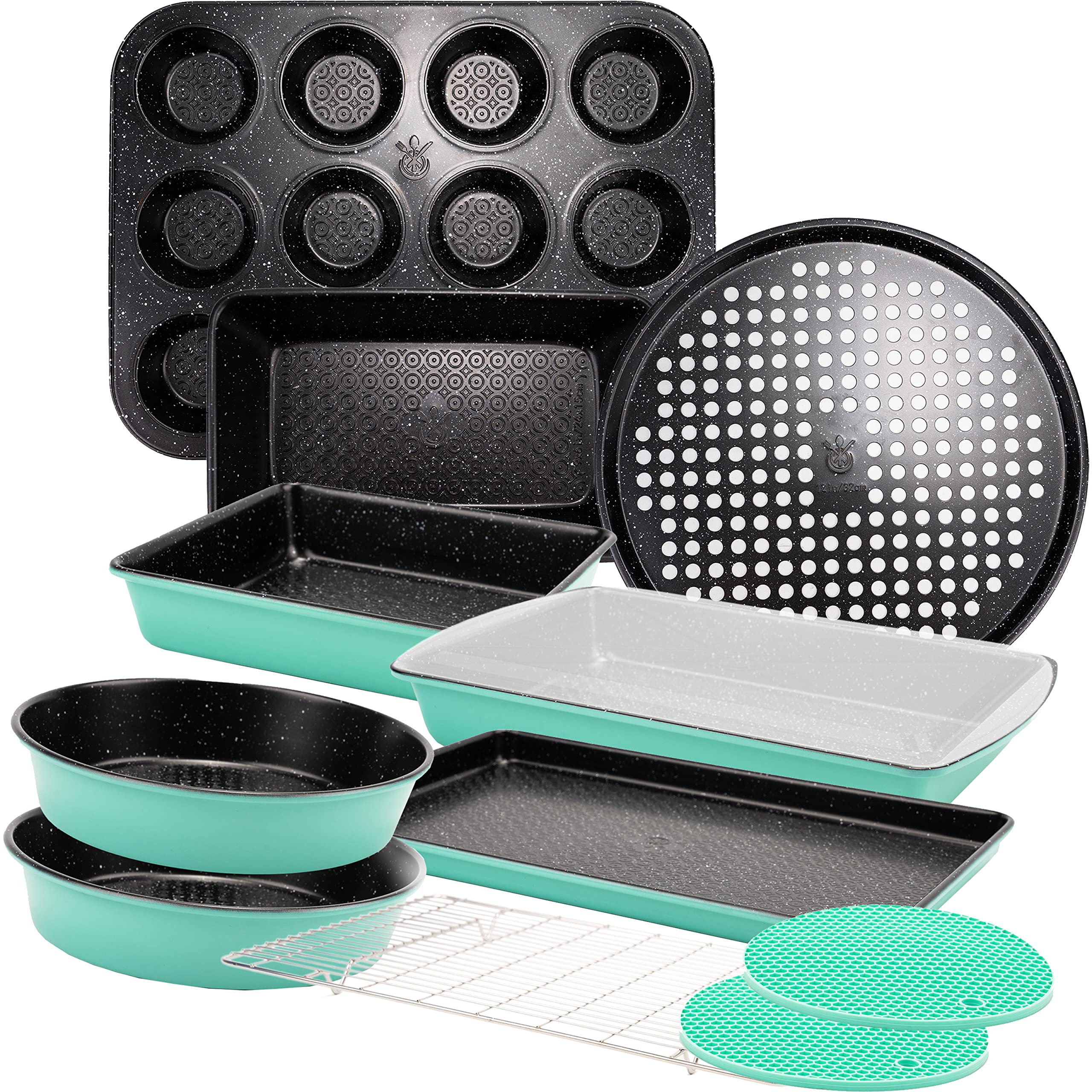 COAHAHA 12-Piece Nonstick Bakeware Set - Durable Carbon Steel Kitchen ...