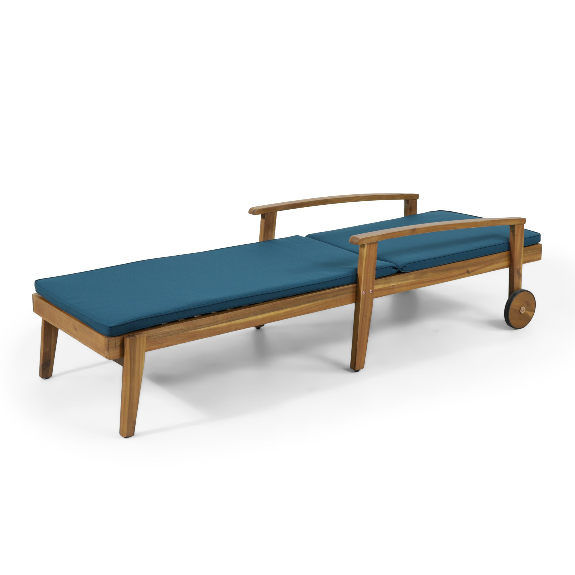 Lark Manor Outdoor solid wood frame chaise lounge with rollers and ...