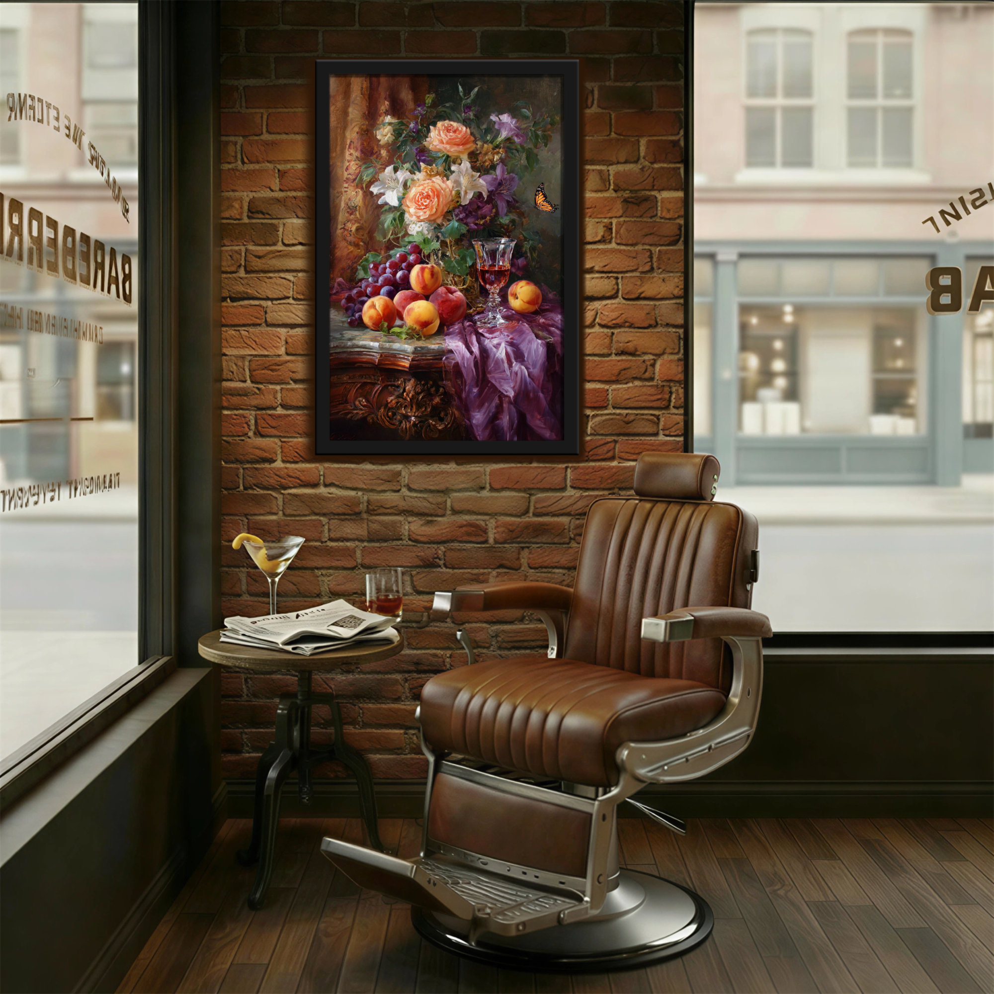 Astoria Grand Plants & Flowers Floral Still Life With Fruit And Wine ...