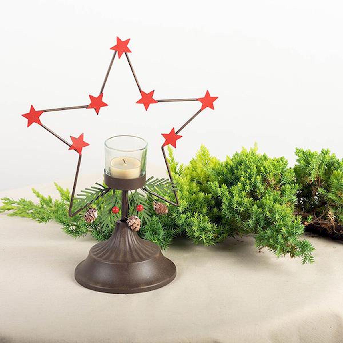 The Holiday Aisle® Star Shaped Frame With Red Stars Tealight Candle ...