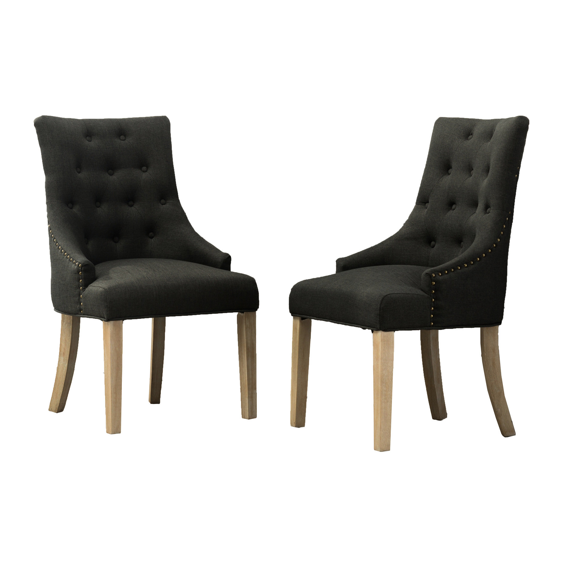 Red Barrel Studio® Button Solid Wood Wingback Chairs 2Pcs - Elegant ...