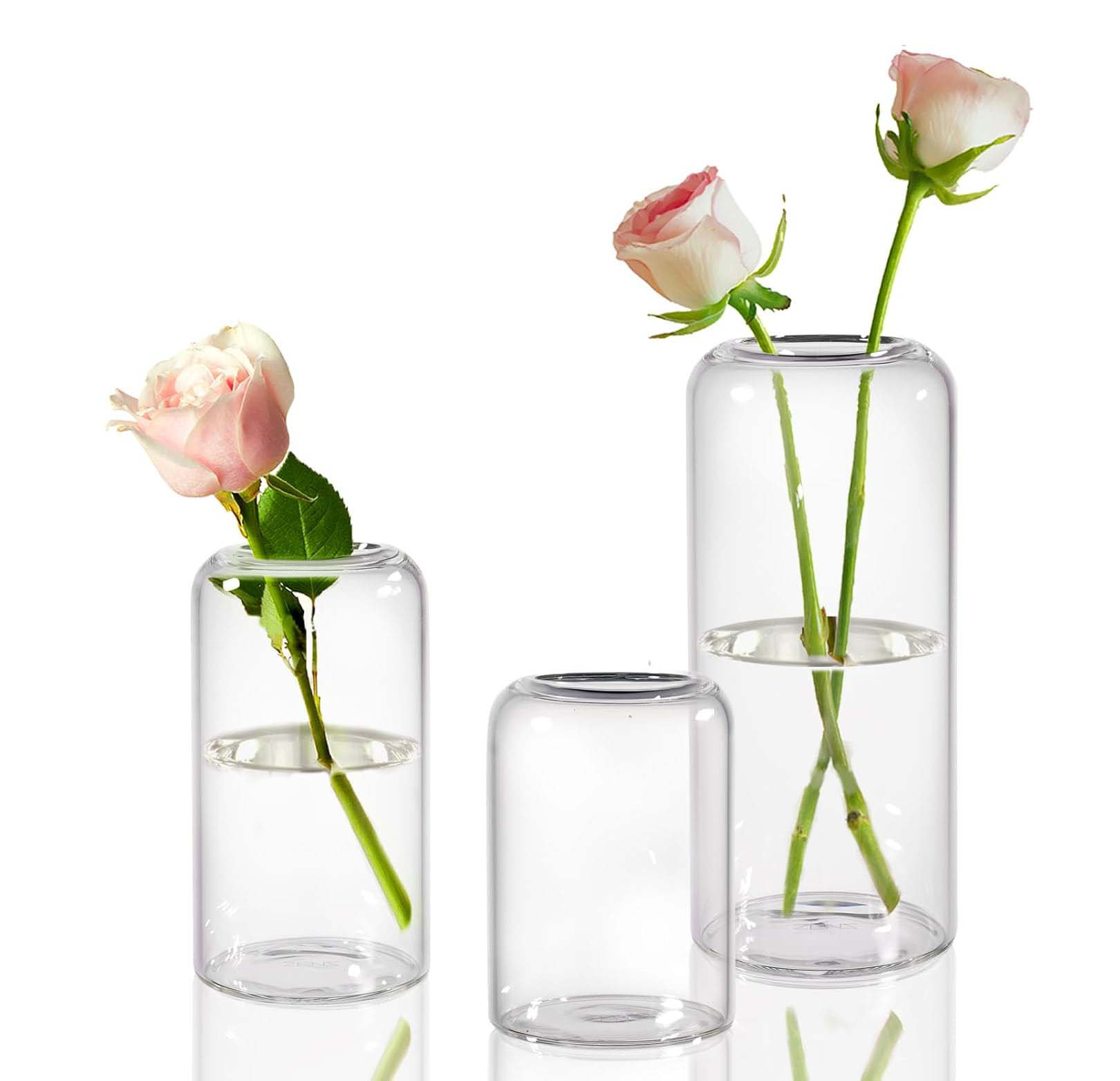 Latitude Run® Glass Bud Vase Set of 3, Hand Blown Small Bud Vases for ...