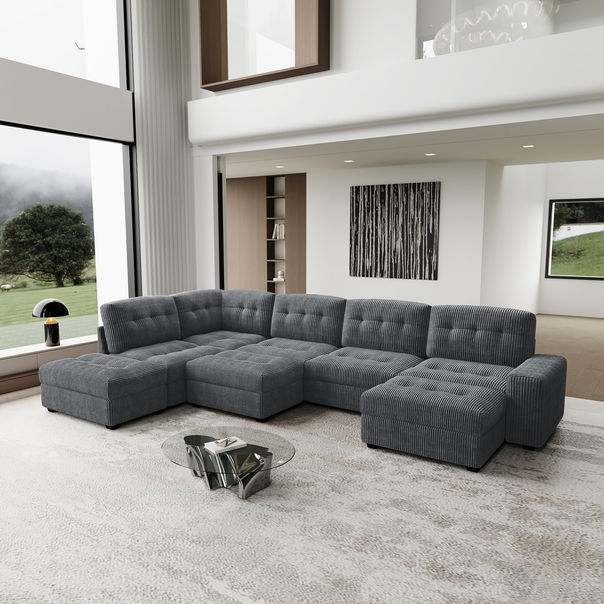 Latitude Run® Bekey Sieber U-Shaped Large Corduroy Couch Modular ...