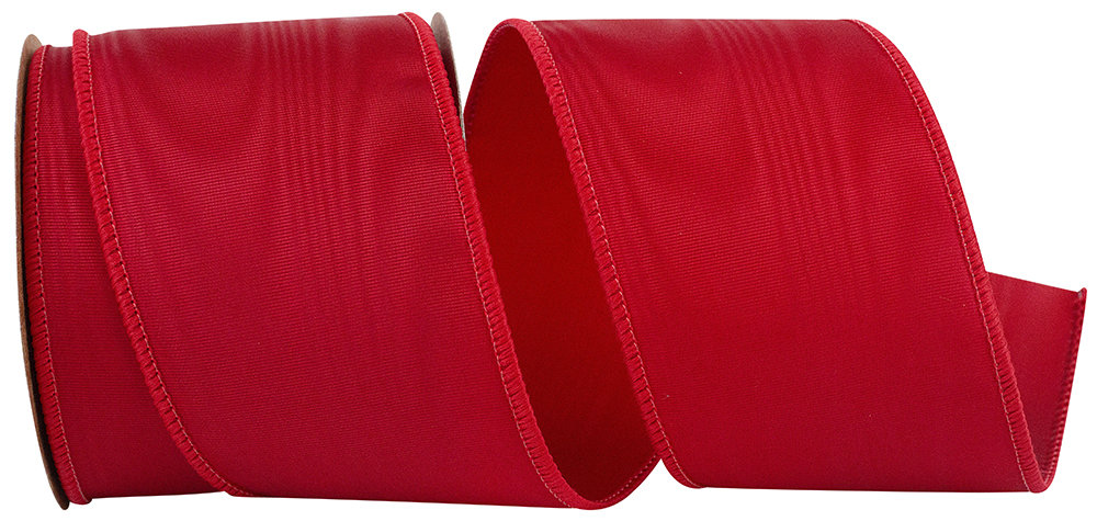 The Holiday Aisle® 2-1/2"X10yd Red Moire Wired Edge Ribbon | Wayfair